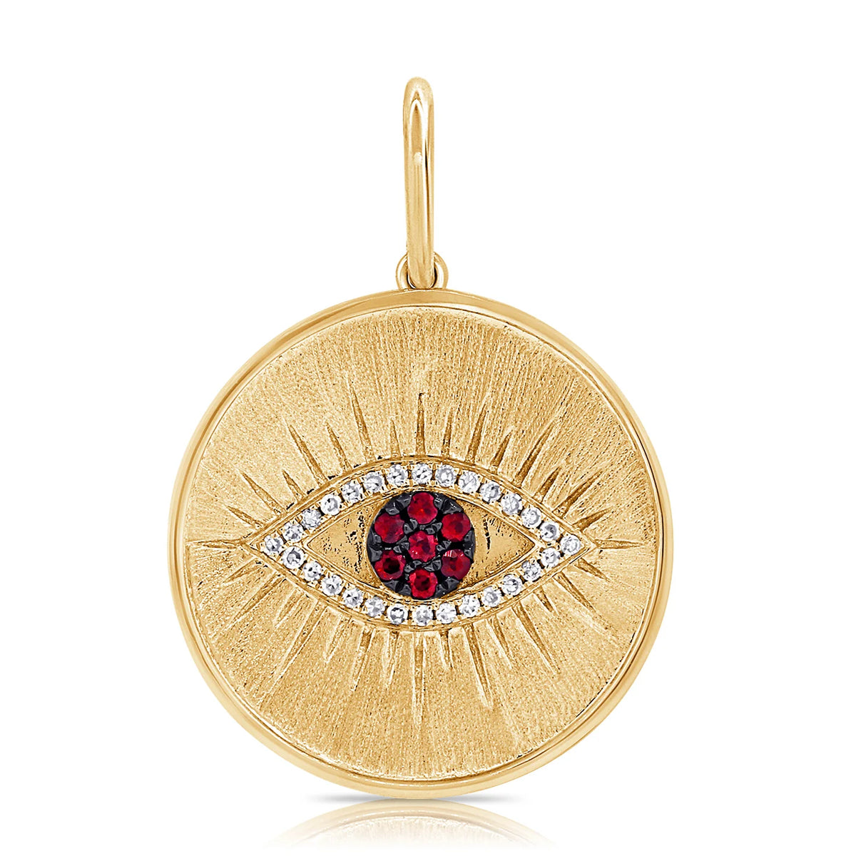 14K GOLD DIAMOND & RUBY EVIL EYE CHARM – petitegjewelers