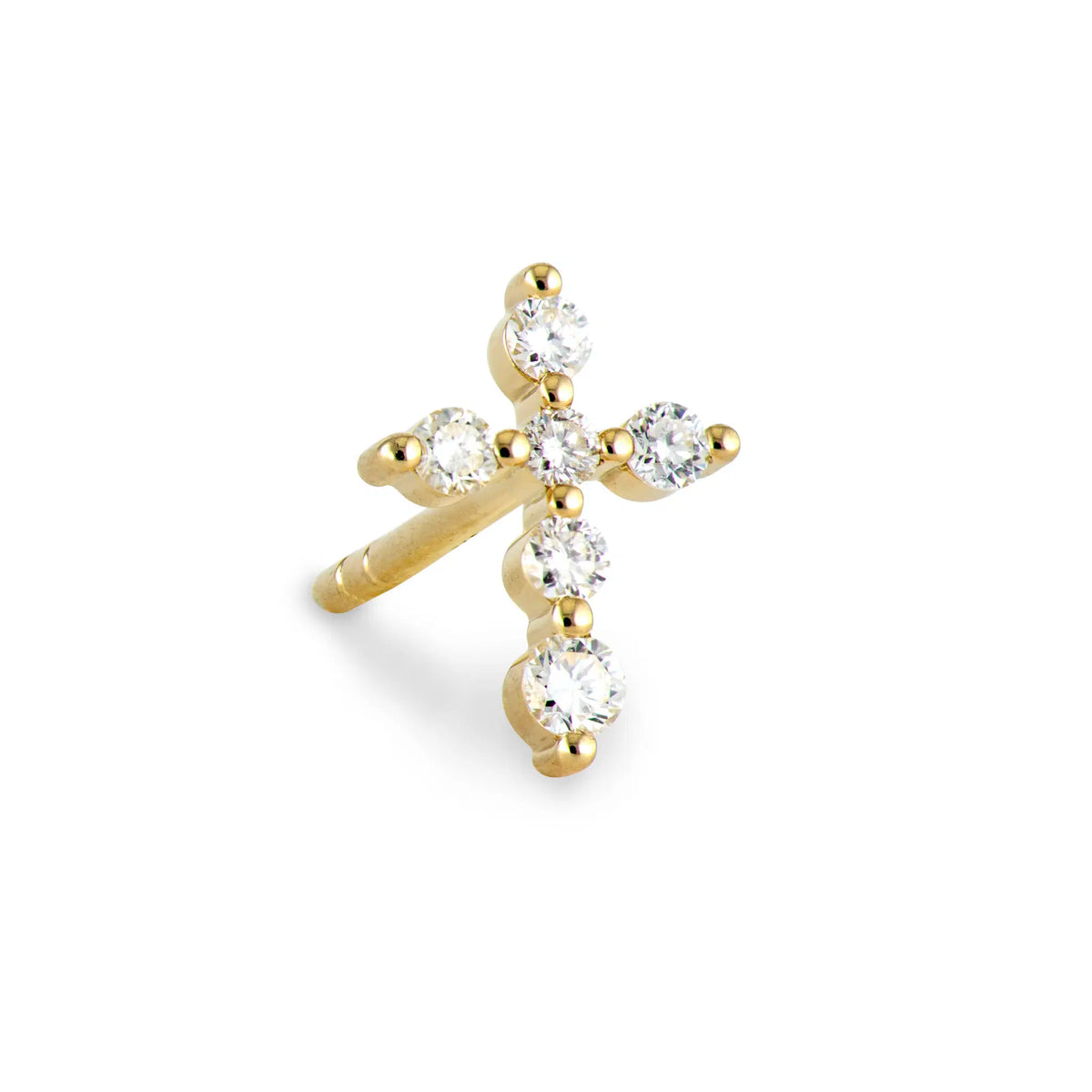 SINGLE PRONG SET DIAMOND CROSS EARRING – petitegjewelers
